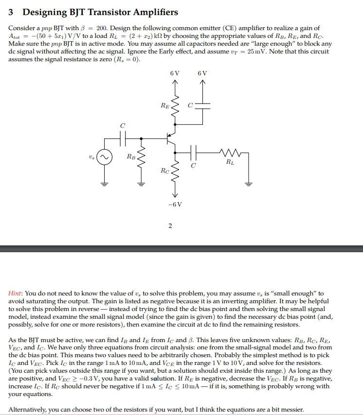 Solved Consider a pnp BJT with β=200. Design the following | Chegg.com