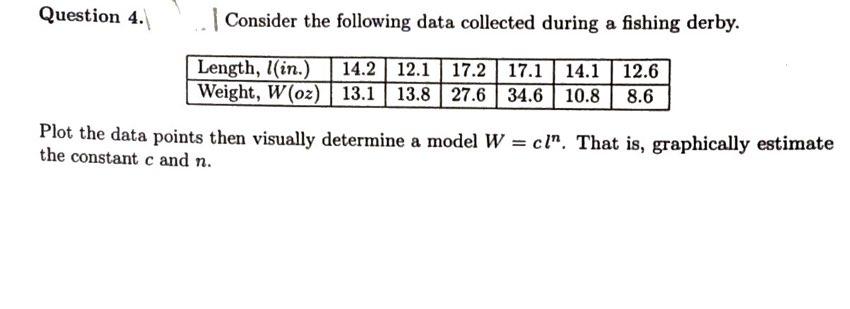 Solved Question 4. Consider the following data collected | Chegg.com