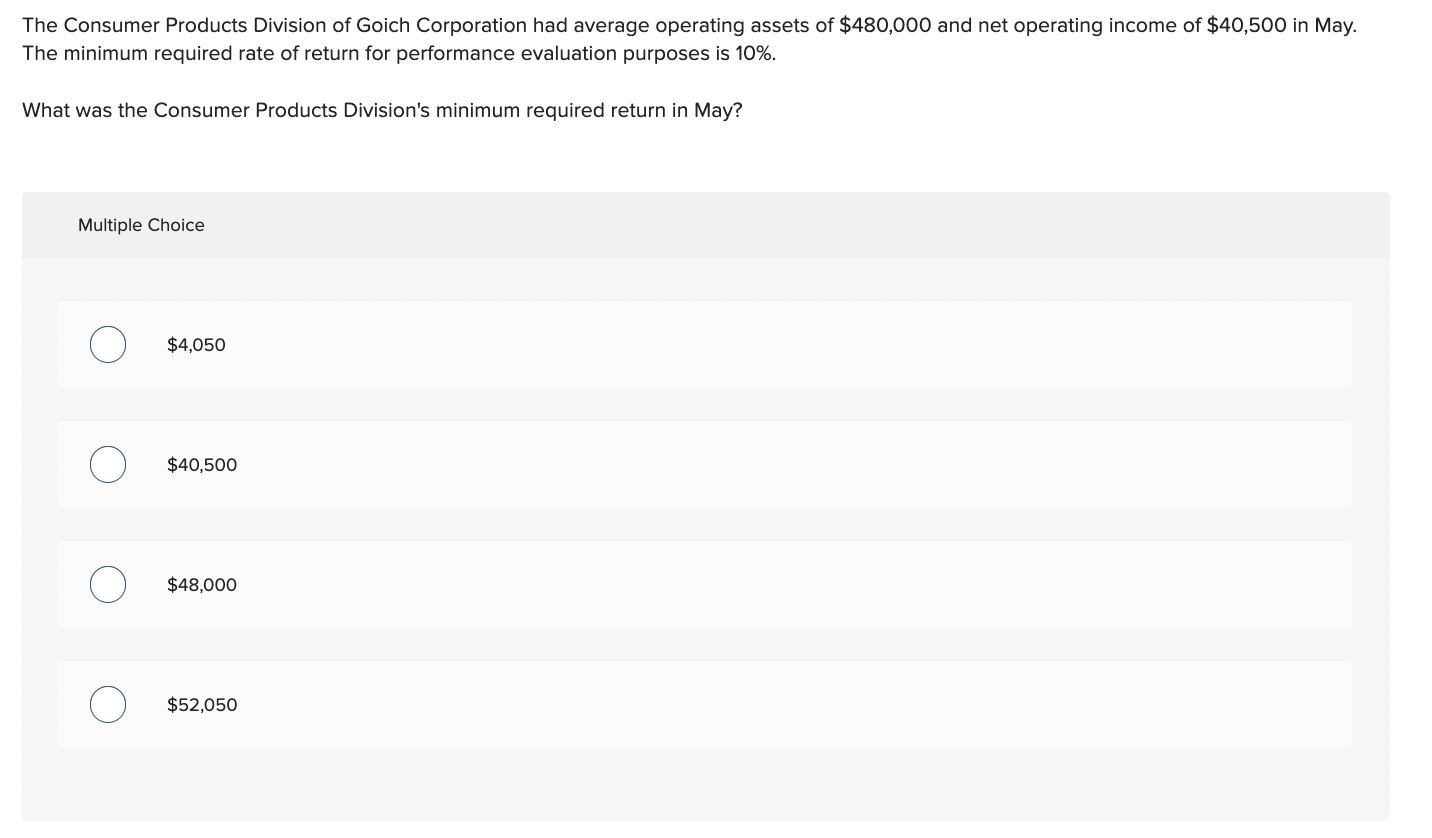 Solved The Consumer Products Division of Goich Corporation | Chegg.com