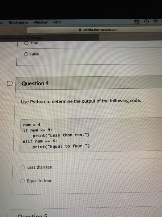 Solved ry Bookmarks Window Help 魚ladelta.instructure.com | Chegg.com
