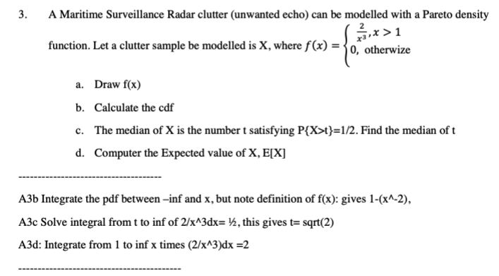 Solved 3. A Maritime Surveillance Radar clutter (unwanted | Chegg.com