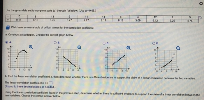 Solved Use the given data set to complete parts (a) through | Chegg.com