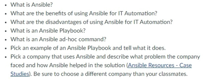 Solved • What is Ansible? What are the benefits of using | Chegg.com