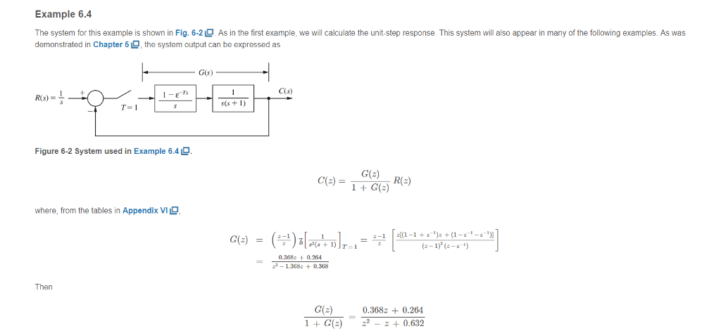 Solved Example 6.4 The system for this example is shown in | Chegg.com