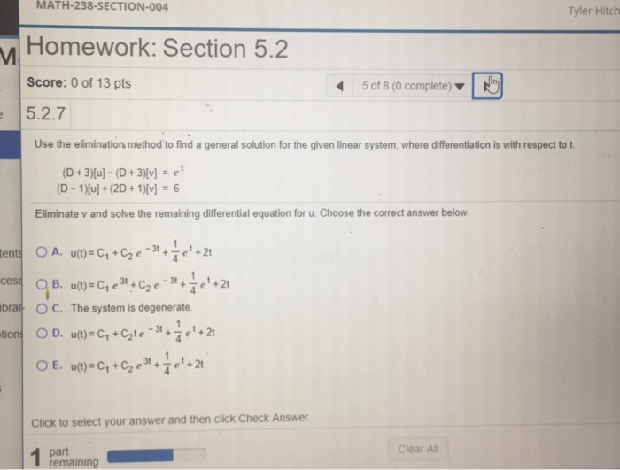 MATH-238-SECTION-004 Tyler Hitch MHomework: Section | Chegg.com