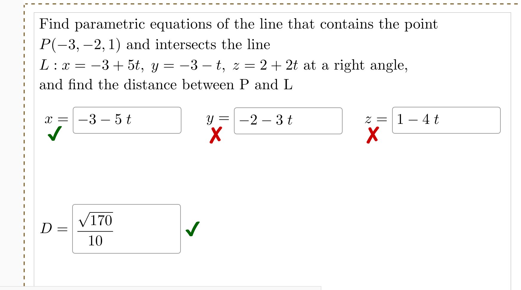 Solved Find parametric equations of the line that contains | Chegg.com