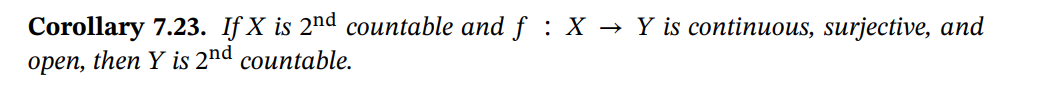 Solved Corollary 7.23. If X is 2nd countable and f:X→Y is | Chegg.com