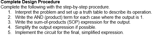 Solved Complete Design Procedure Complete the following with | Chegg.com