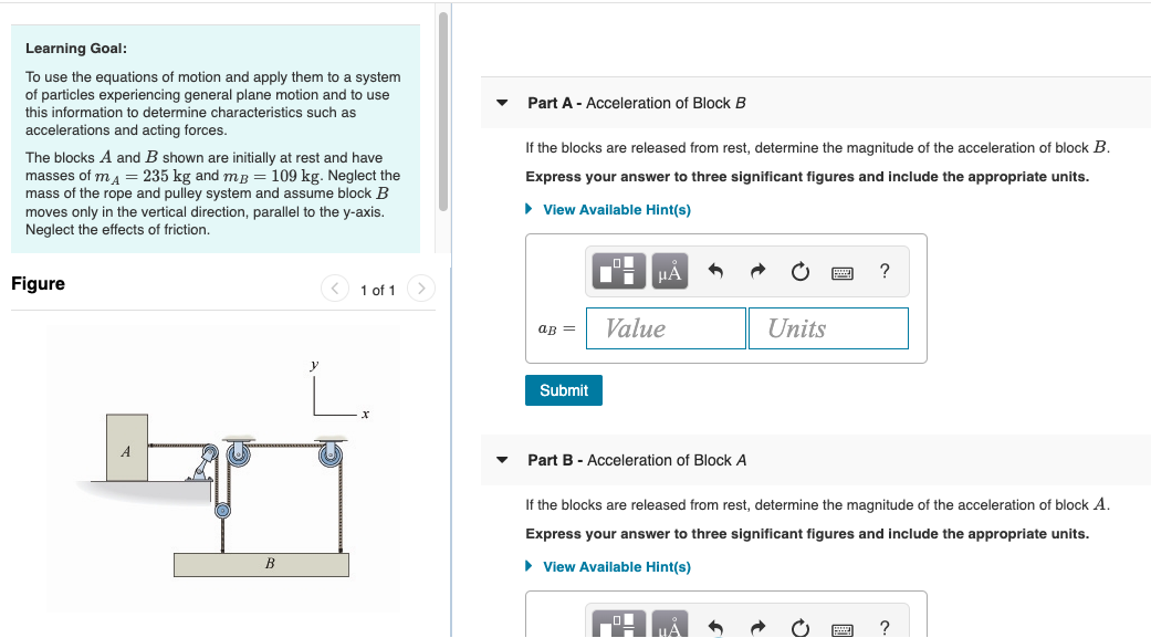 Solved Learning Goal: Part A - Acceleration of Block B To | Chegg.com