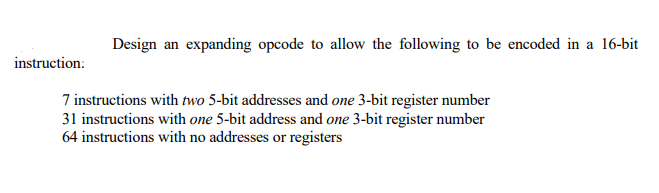 Solved Design an expanding opcode to allow the following to | Chegg.com