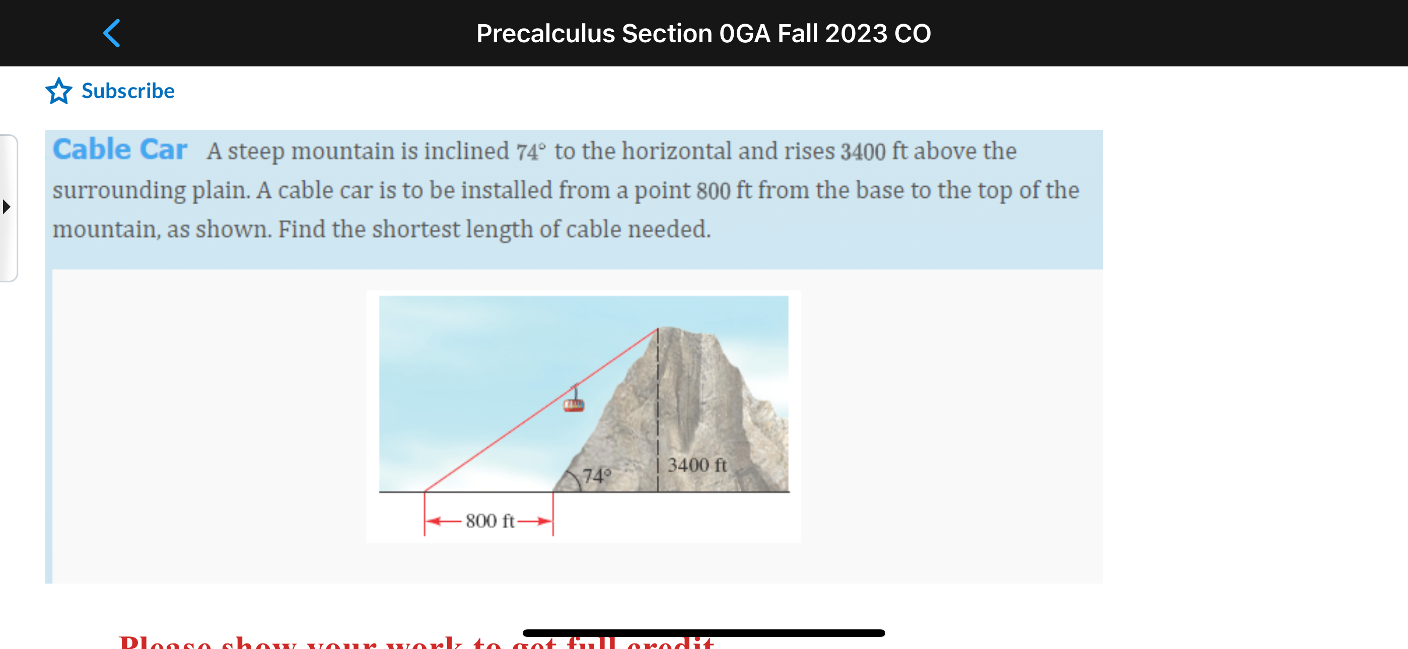 Solved Precalculus Section 0GA Fall 2023 CO Subscribe Cable | Chegg.com