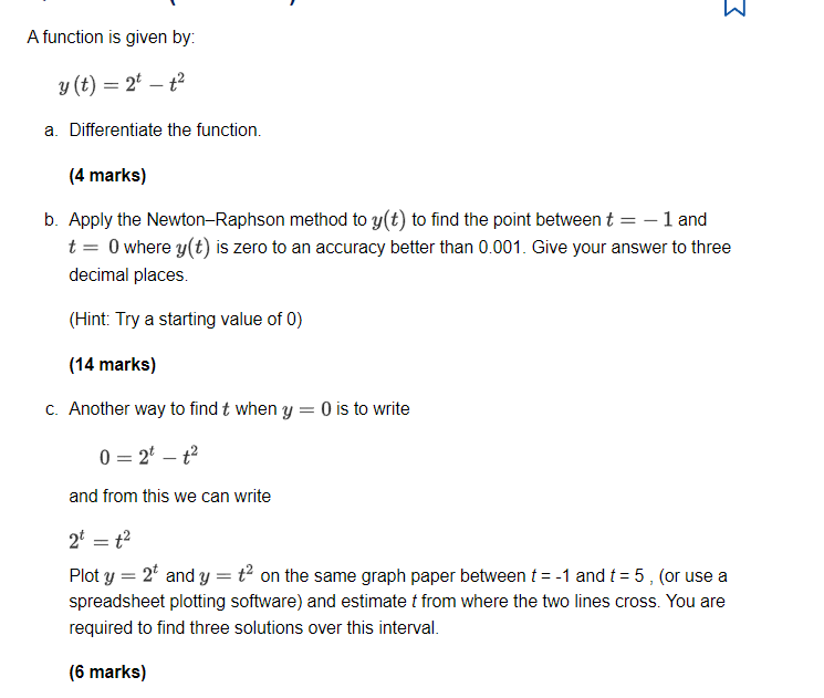 Solved 3 Σ A function is given by g(t) = 2* - t2 a. | Chegg.com