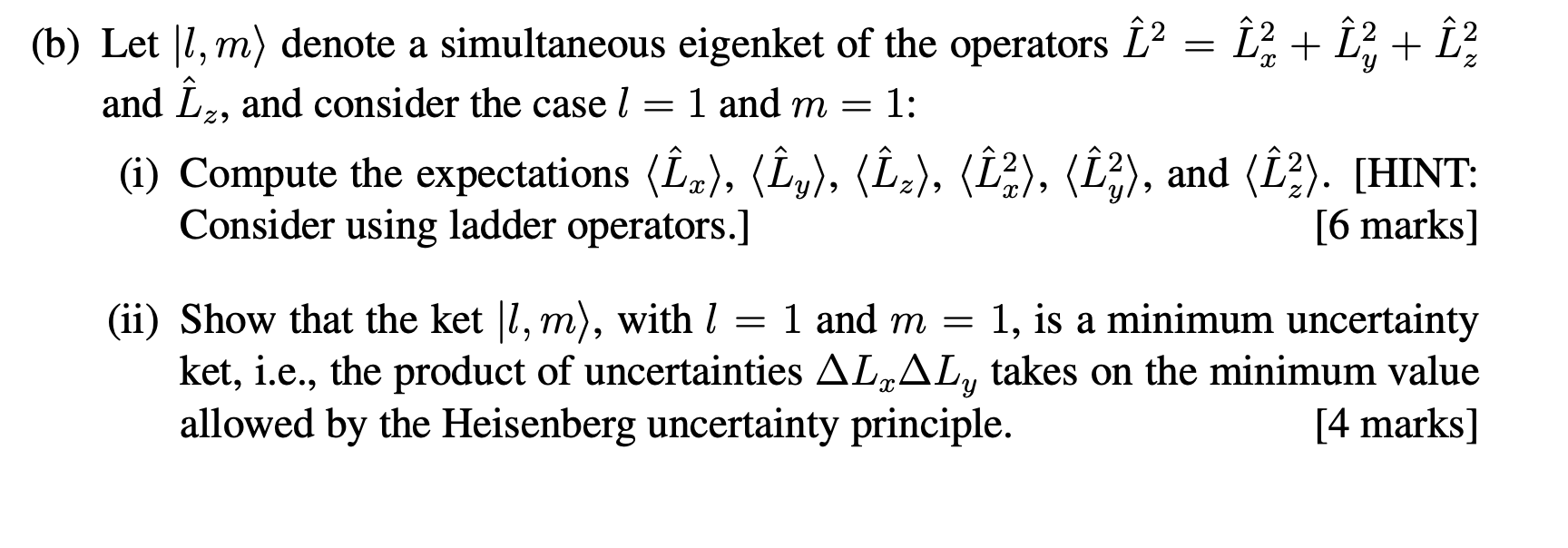 Solved = х = (b) Let |1, m) denote a simultaneous eigenket | Chegg.com