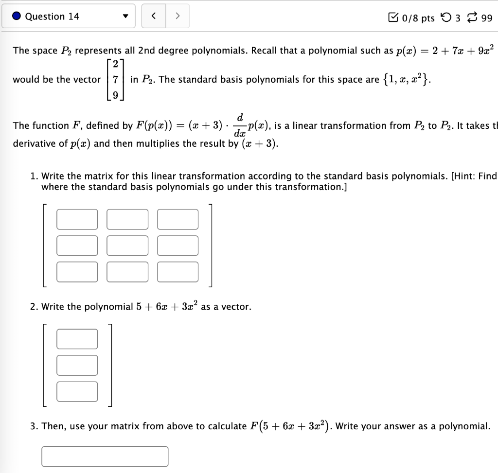 Solved The space P2 represents all 2 nd degree polynomials. | Chegg.com