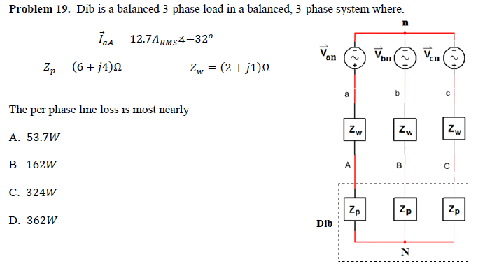 Solved Problem 19. Dib is a balanced 3-phase load in a | Chegg.com