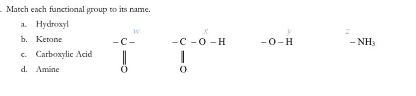 Solved X Match each functional group to its name. 1. | Chegg.com