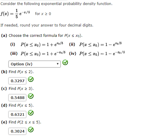 Solved Consider the following exponential probability | Chegg.com