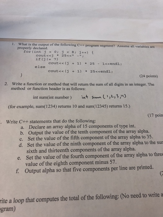 Solved What is the properly declared. 1. output of the | Chegg.com