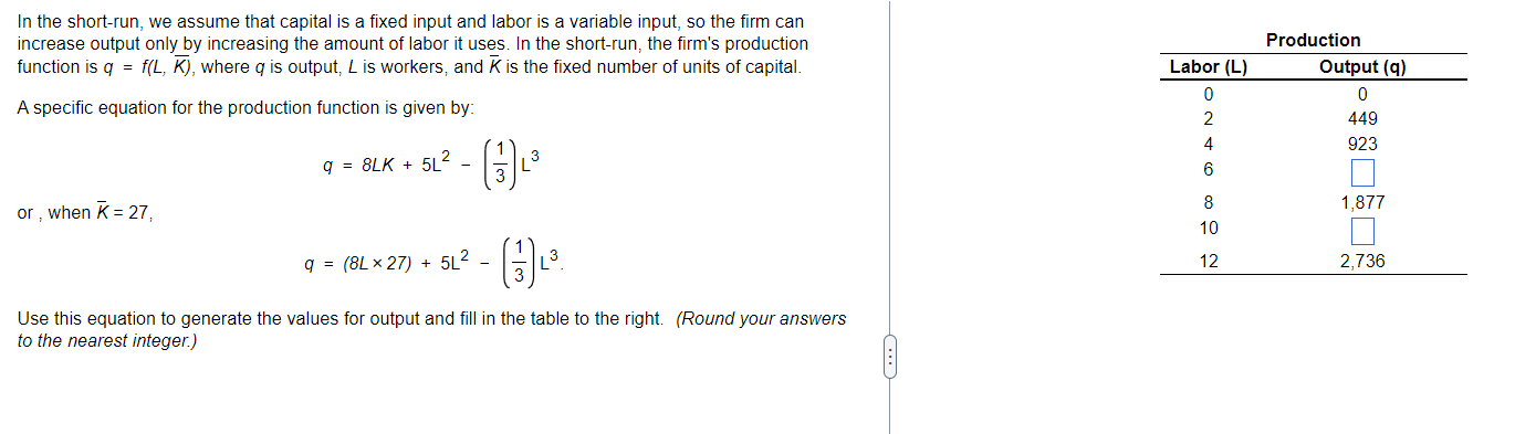 Solved In the short-run, we assume that capital is a fixed | Chegg.com