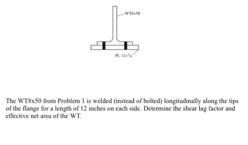 Solved WT 50 The WT8x50 from Problem 1 is welded (instead of | Chegg.com