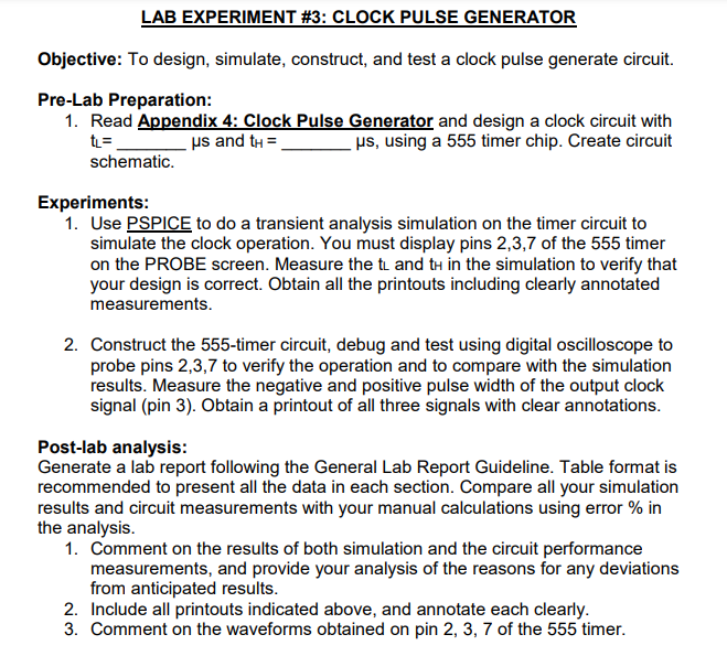 Appendix 4: Clock Pulse Generator 1. IC Timer Ground | Chegg.com