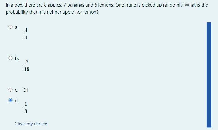 Solved In a box, there are 8 apples, 7 bananas and 6 lemons. | Chegg.com