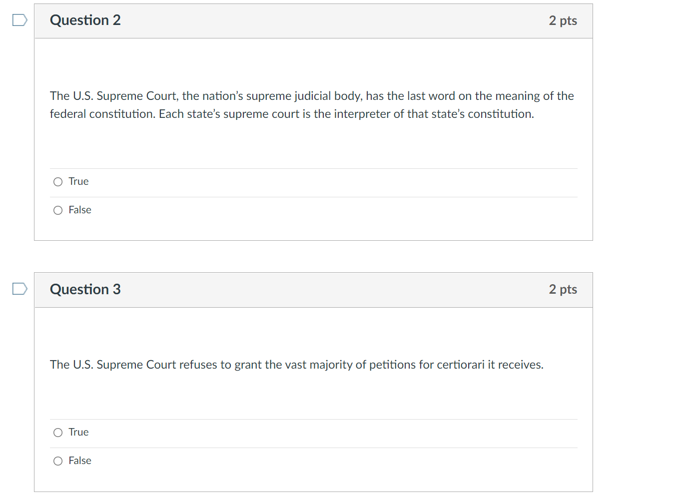 Solved Question 2 2 pts The U.S. Supreme Court, the nation's | Chegg.com