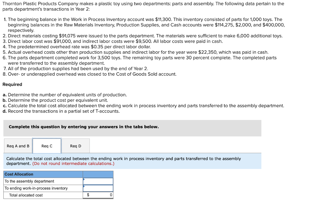 Solved Thornton Plastic Products Company makes a plastic toy | Chegg.com
