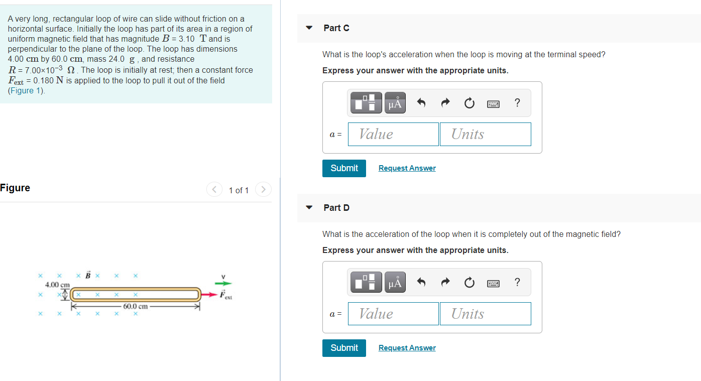 Solved Item 1 Part A A very long, rectangular loop of wire | Chegg.com