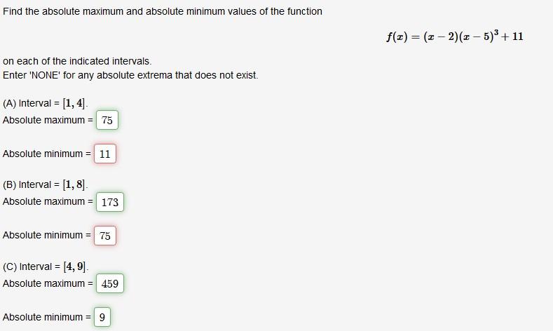 Solved Find the absolute maximum and absolute minimum values | Chegg.com