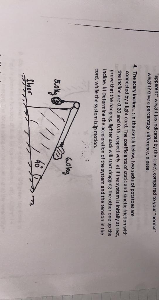 Solved "apparent" weight (as indicated by the scale), | Chegg.com