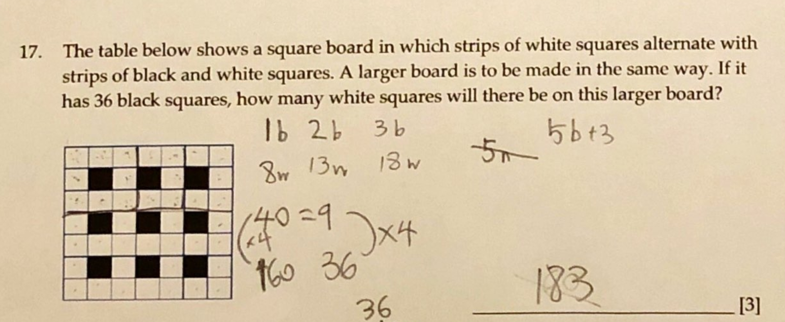 Solved 7. The table below shows a square board in which | Chegg.com