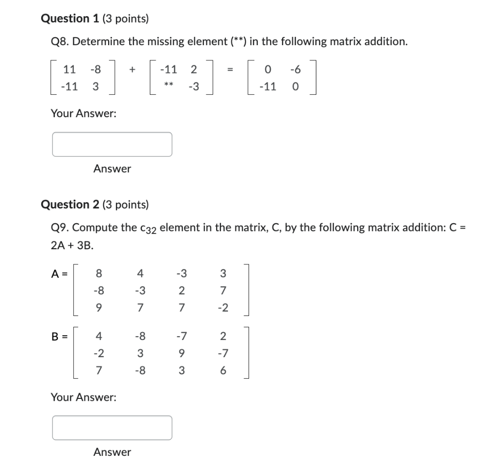 Solved Q8. Determine the missing element (∗∗) in the | Chegg.com