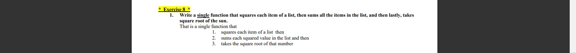 Solved Exercise 1 Evaluated following expressions. Write | Chegg.com