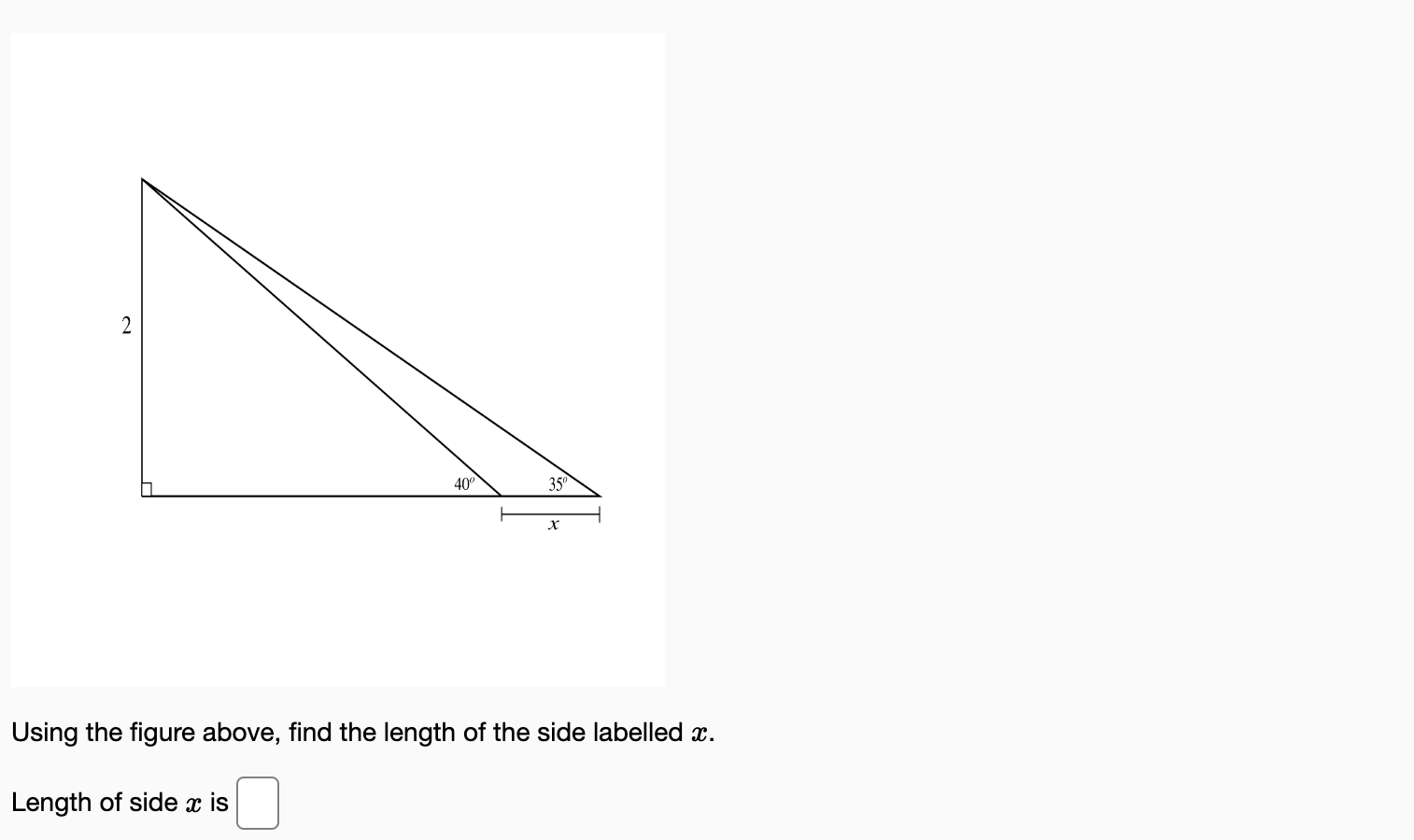 Solved Using the figure above, find the length of the side | Chegg.com