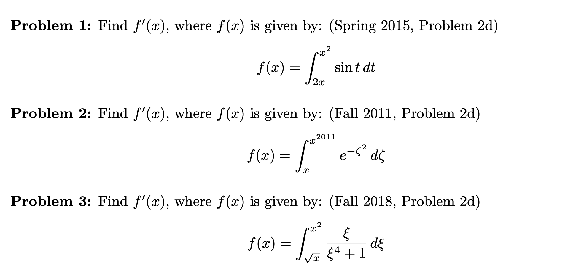 Solved Problem 1: Find f′(x), where f(x) is given by: | Chegg.com