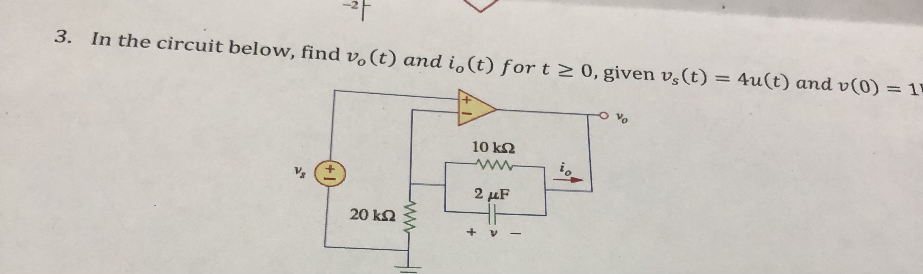 3. In the circuit below, find vo(t) and io(t) for | Chegg.com