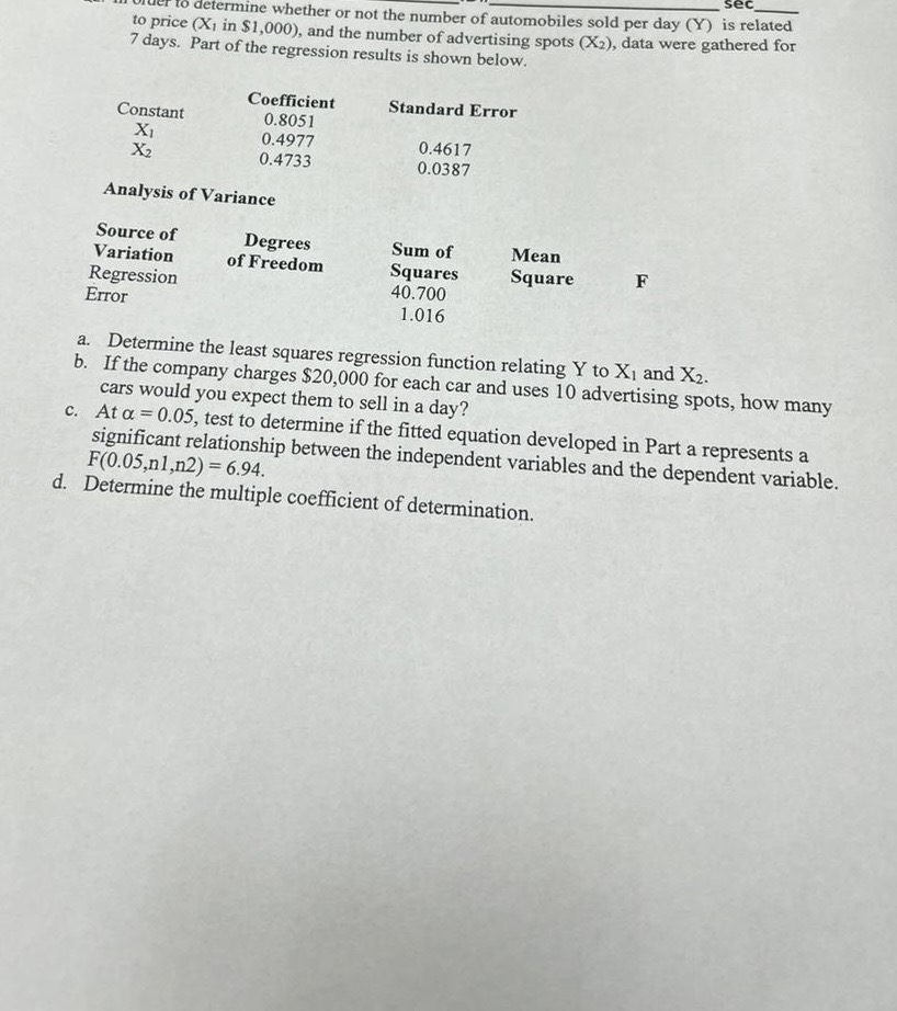 Solved determine whether or not the number of automobiles | Chegg.com