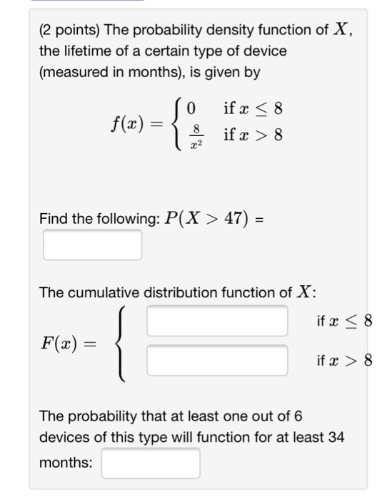 Solved (2 points) The probability density function of X the | Chegg.com