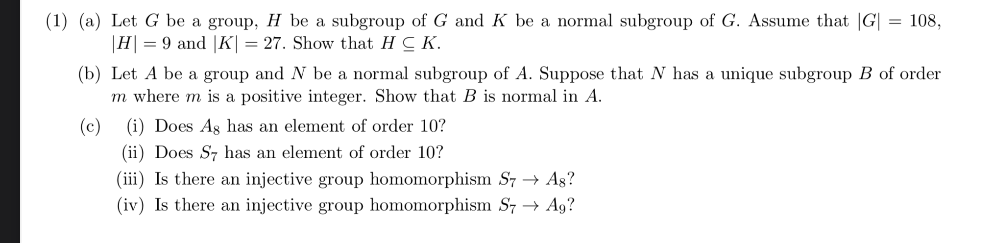 Solved (1) (a) Let G be a group, H be a subgroup of G and K | Chegg.com