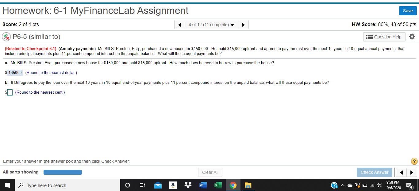 Solved Homework: 6-1 MyFinanceLab Assignment Save Score: 2 | Chegg.com