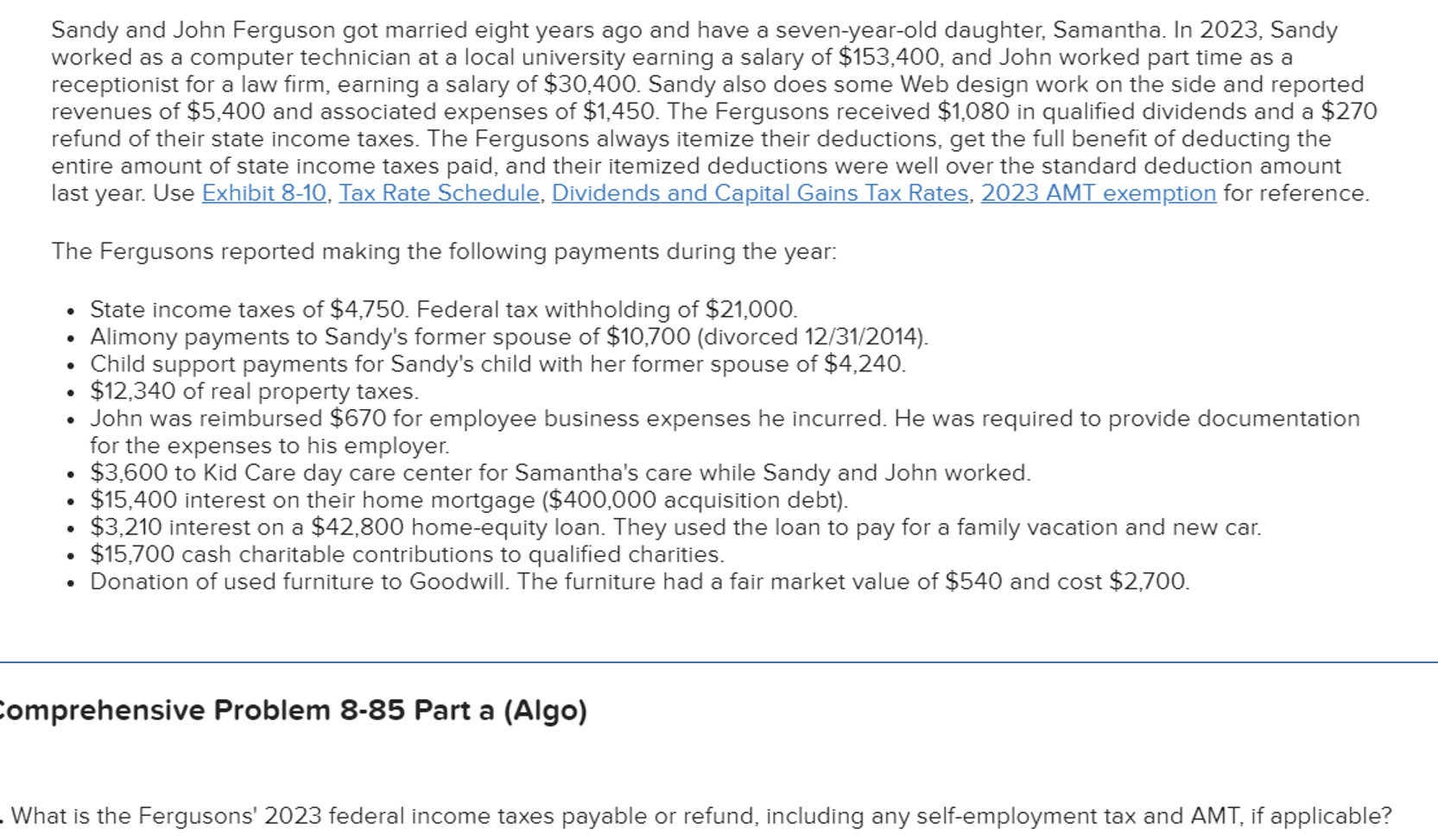 Solved Comprehensive Problem 8-85 ﻿Part a (Algo)What is the | Chegg.com