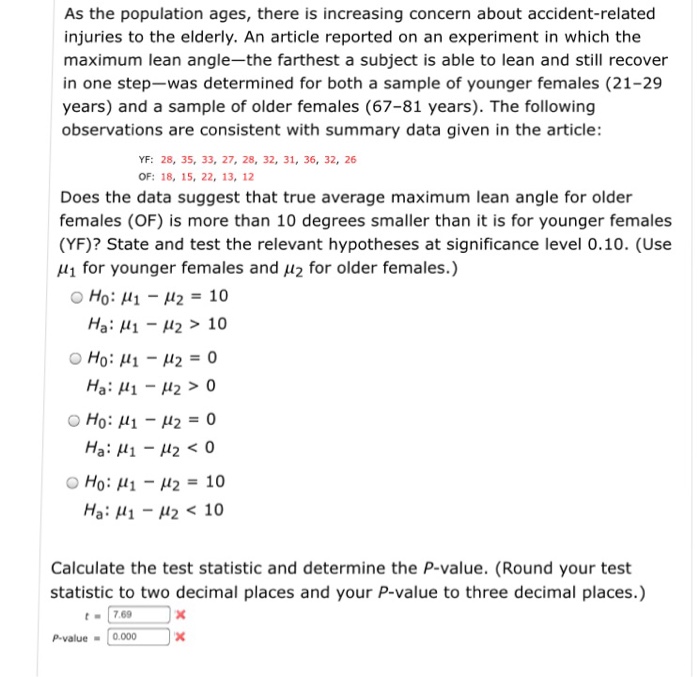 Solved As the population ages, there is increasing concern | Chegg.com