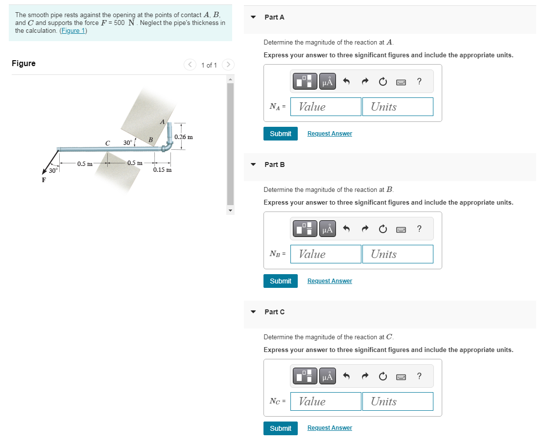 Solved The smooth pipe rests against the opening at the | Chegg.com