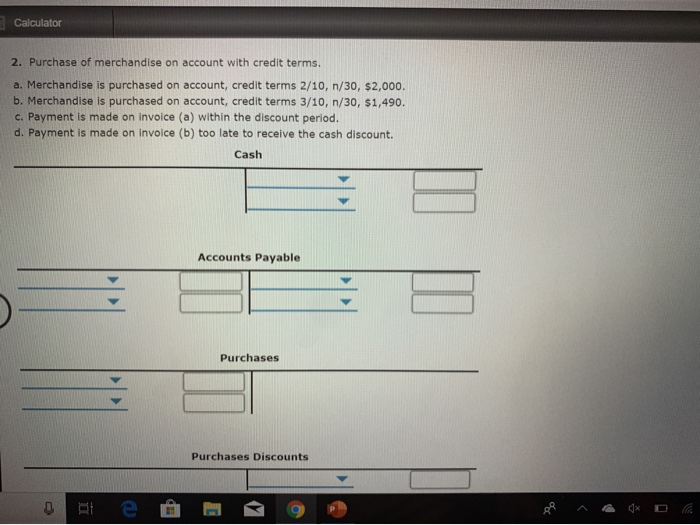 Solved 目Calculator Purchase Transactions and T Accounts | Chegg.com