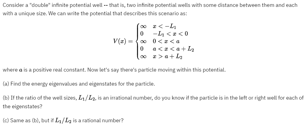 Solved Consider a "double" infinite potential well -- that | Chegg.com