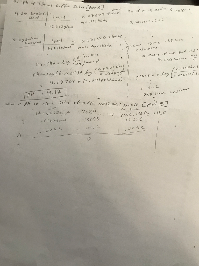 Solved (PART A) Calculate the pH of a 250.0-mL buffer | Chegg.com