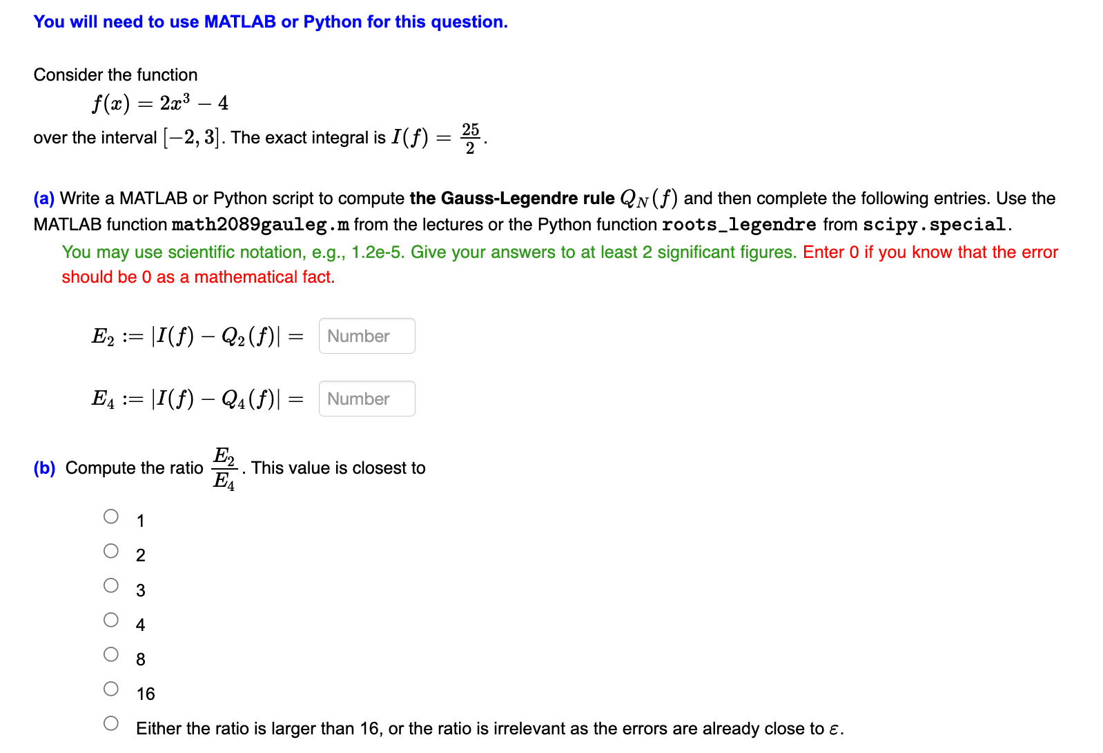 Solved You will need to use MATLAB or Python for this | Chegg.com