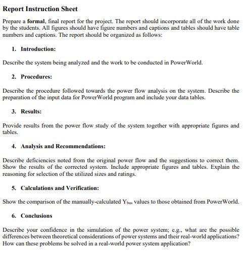 Solved PROJECT DESCRIPTION The One-Line diagram of a | Chegg.com