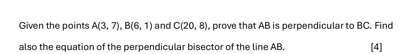 Solved code class="asciimath">Given the points A(3,7),B(6,1) | Chegg.com